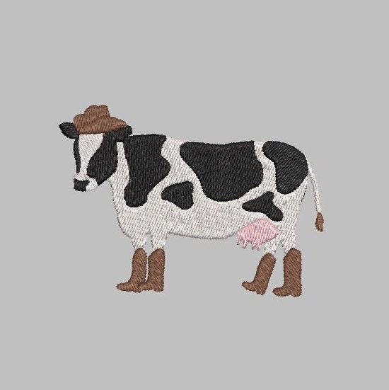 Cowboy Cow With Boots and Hat Embroidery Design File PES 4x4 - Etsy