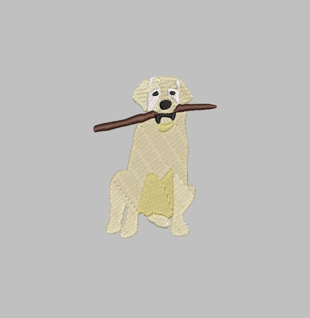 Lab With Stick Embroidery Design Files PES DST JEF 4x4 File Cute Kawaii ...