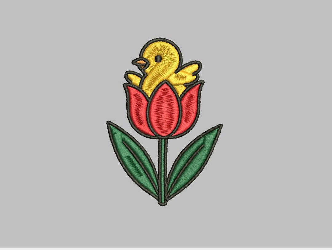 Chick Popping Out of A Tulip Design 4x4 Simple Digital Machine ...