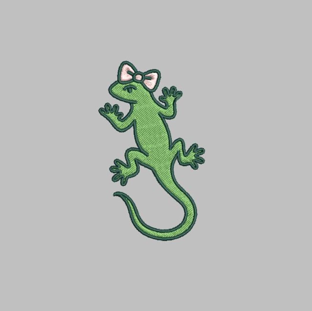 Lizard With Bow Embroidery Design 4x4 Digital Machine Embroidery File ...