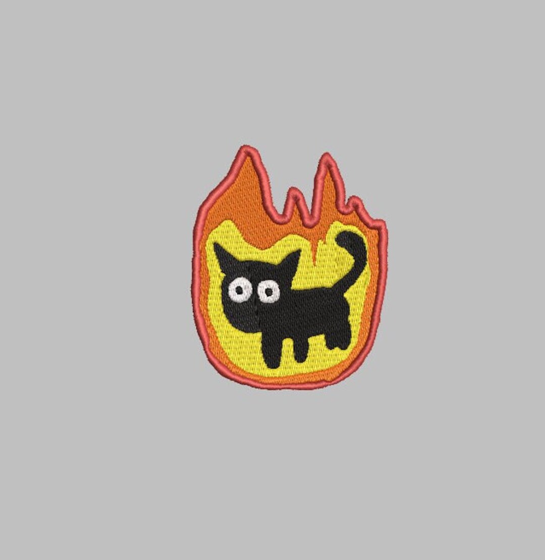 Cat on Fire Embroidery Design Files PES DST JEF 4x4 File Cute Trendy ...