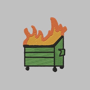 Dumpster Fire Embroidery Design File Machine PES 4x4 Funny Dark Humor ...