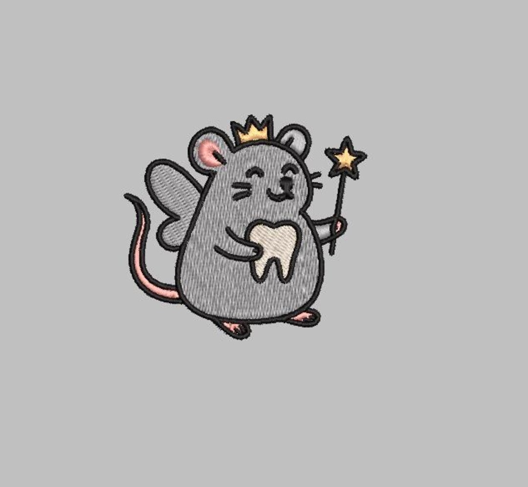 Tooth Fairy Mouse Embroidery Design 4x4 Digital Machine Embroidery File ...