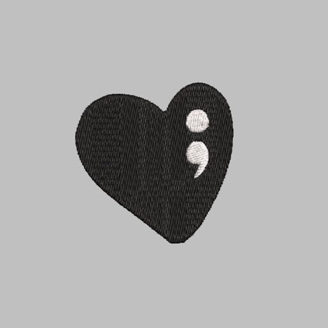 Semi Colon Heart Doodle Cute PES Digital File Embroidery 4x4 Hoop Size ...
