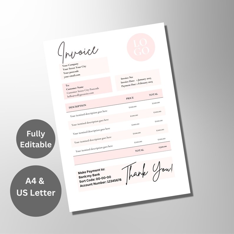 Invoice Template | Invoice Template for Small Business | Editable and ...