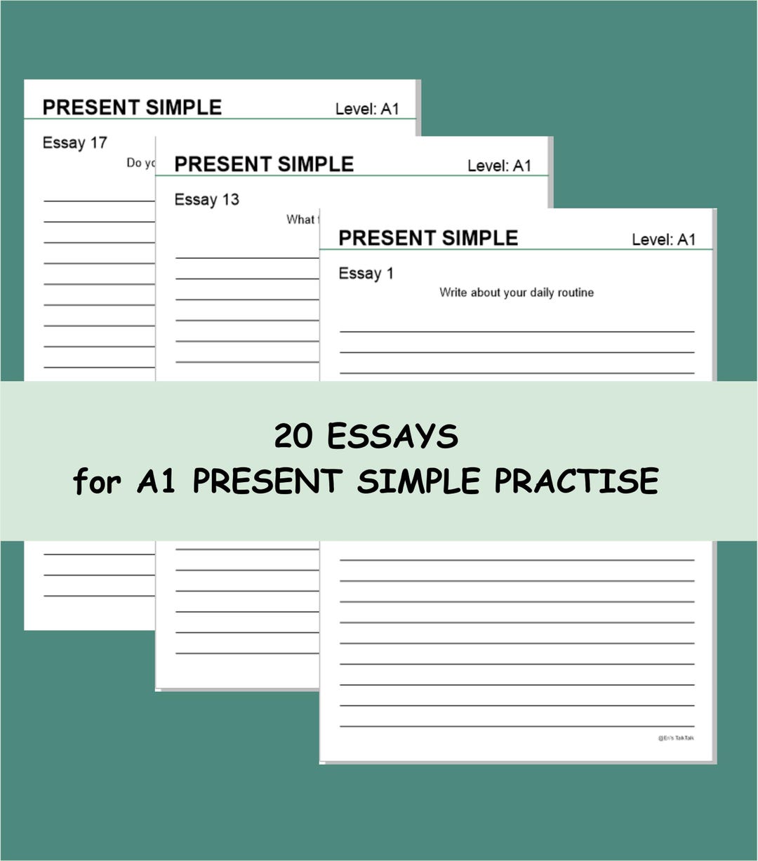 20 English Essays Bundle Present Simple for Level A1 | Learning ...