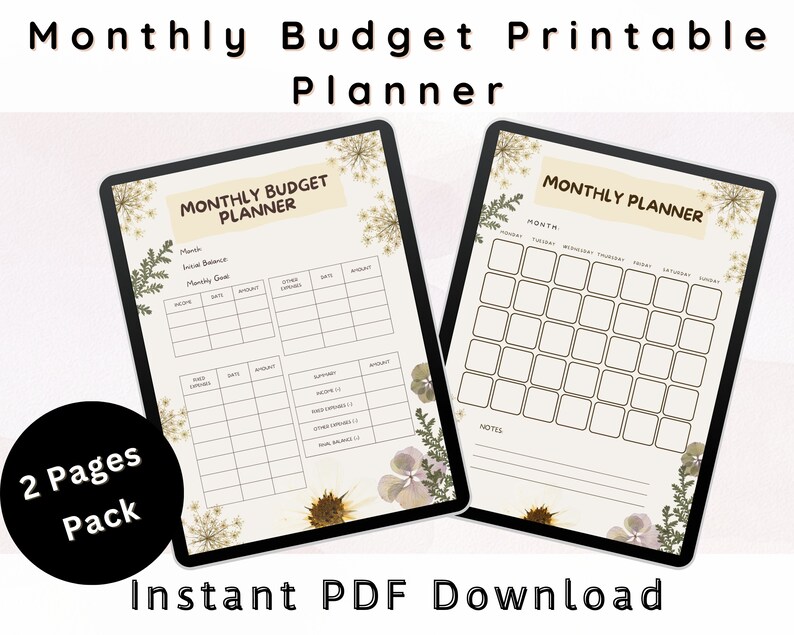 Monthly Budget Digital Planner Printable Expenses Tracker - Etsy