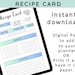 Recipe Template, Digital Recipe Card, Printable Recipe Template ...