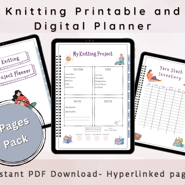 Knitting Planner Printable - Etsy