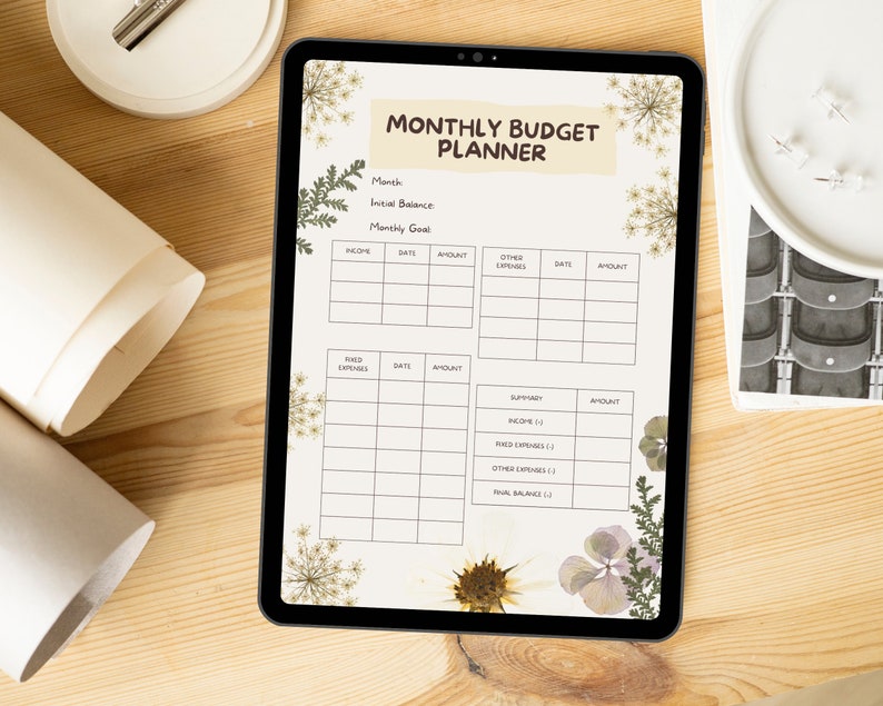 Monthly Budget Digital Planner Printable Expenses Tracker - Etsy