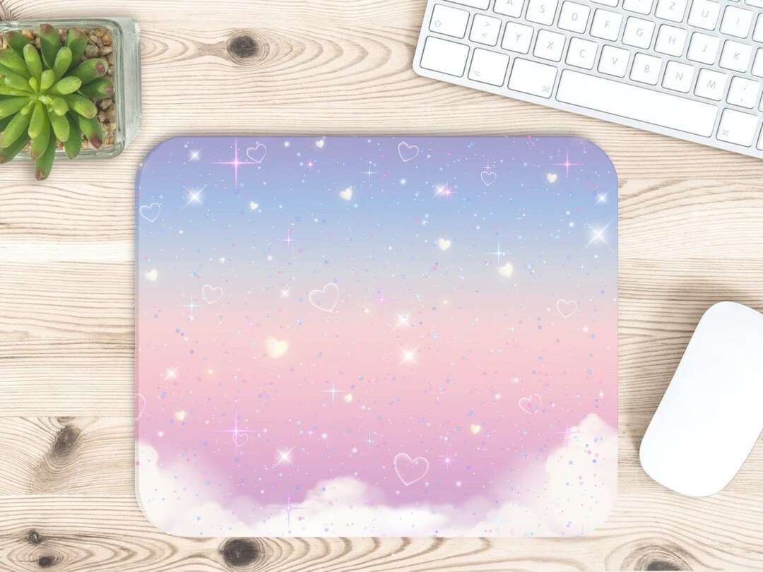 Pastel Heart Cloud Mouse Pad, Kawaii Cute Anime Mouse Pad, Pink Purple ...