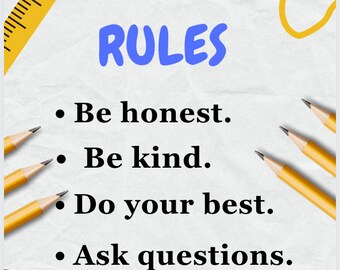 Black and White Classroom Rules Poster: Notice to All Students ...