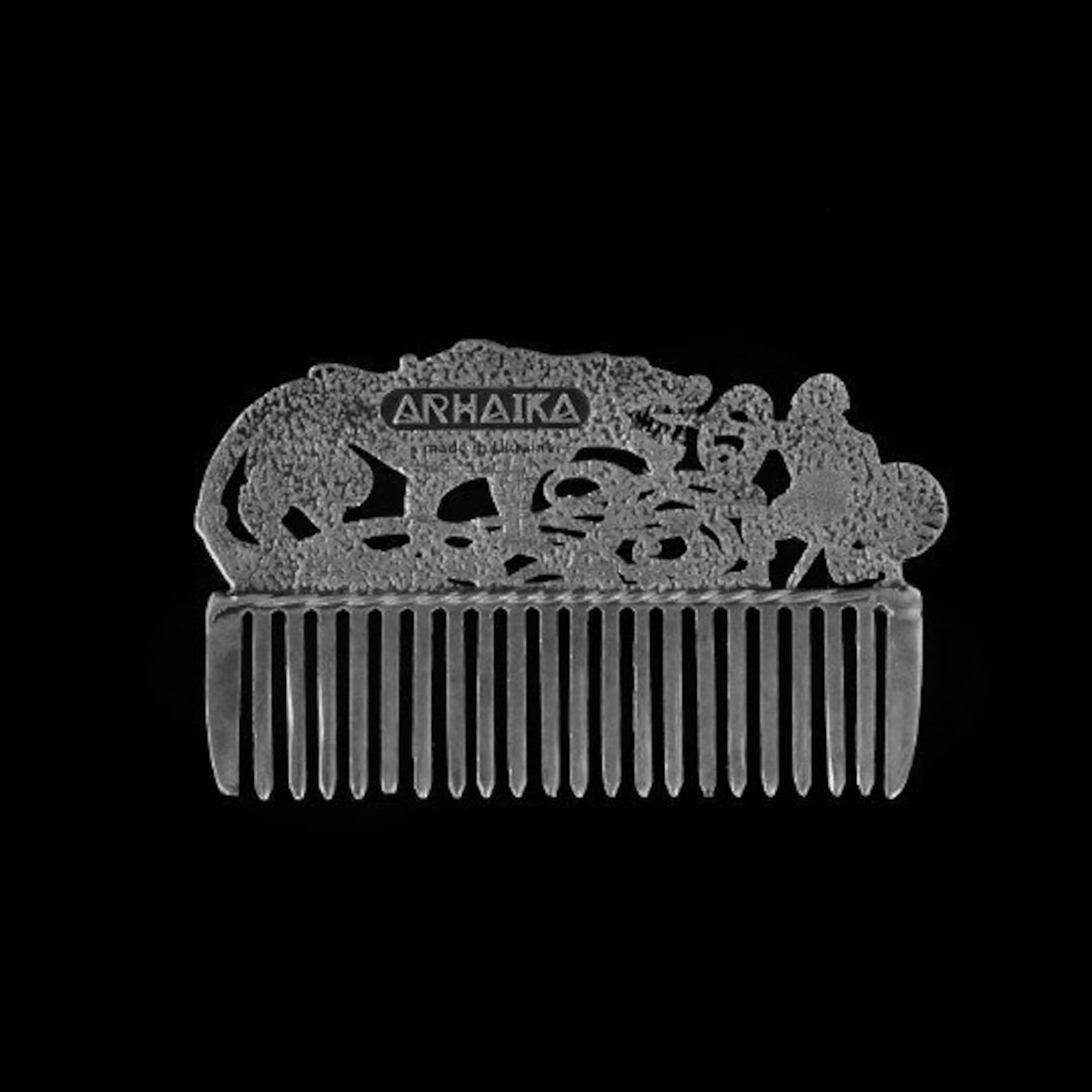 Viking Beard Comb, Fenrir, Silver Comb, Pocket Comb, Gift for Him ...
