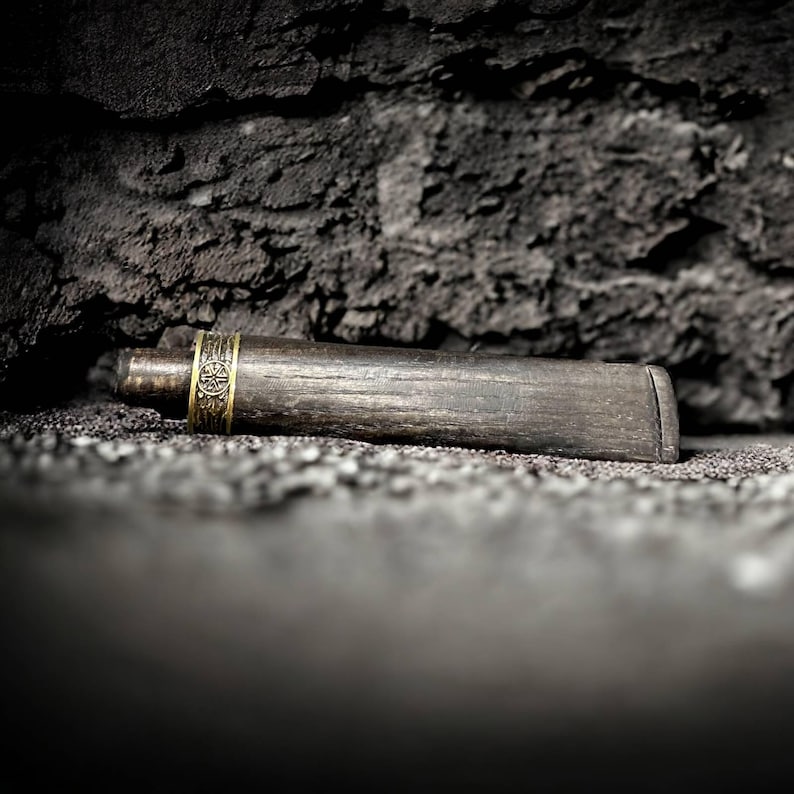 Wooden Smoking Pipe With Brass and Garnet | Viking Raven Pipe ...