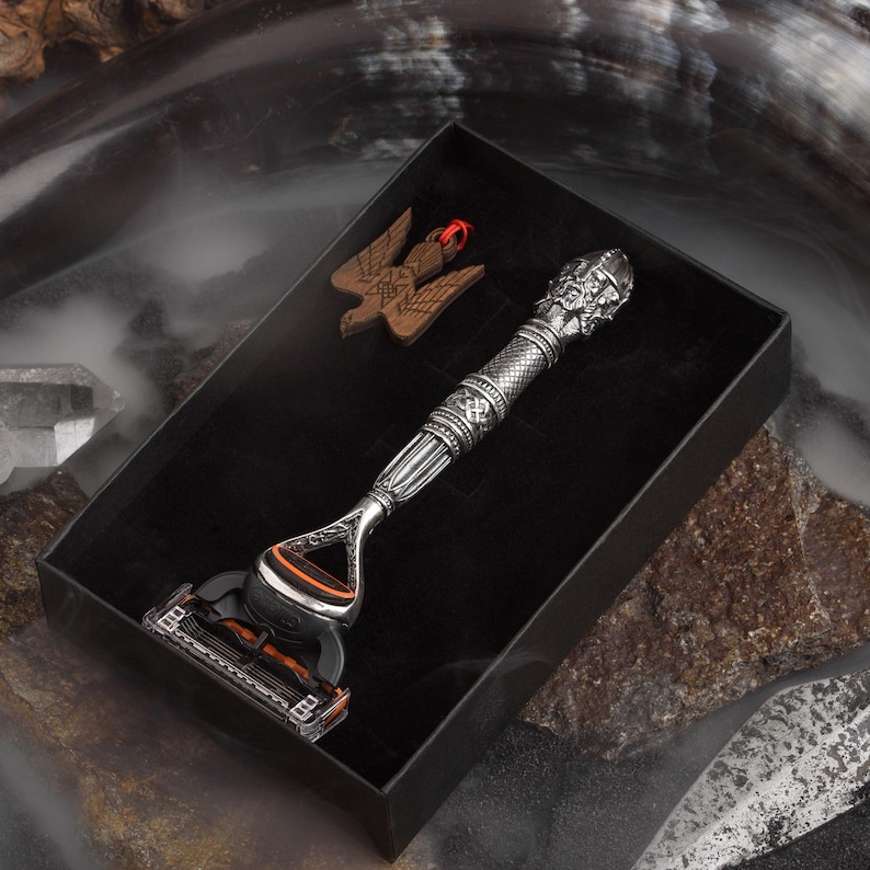 Handcrafted Sterling Silver Straight Razor - Viking Design, Gillette ...