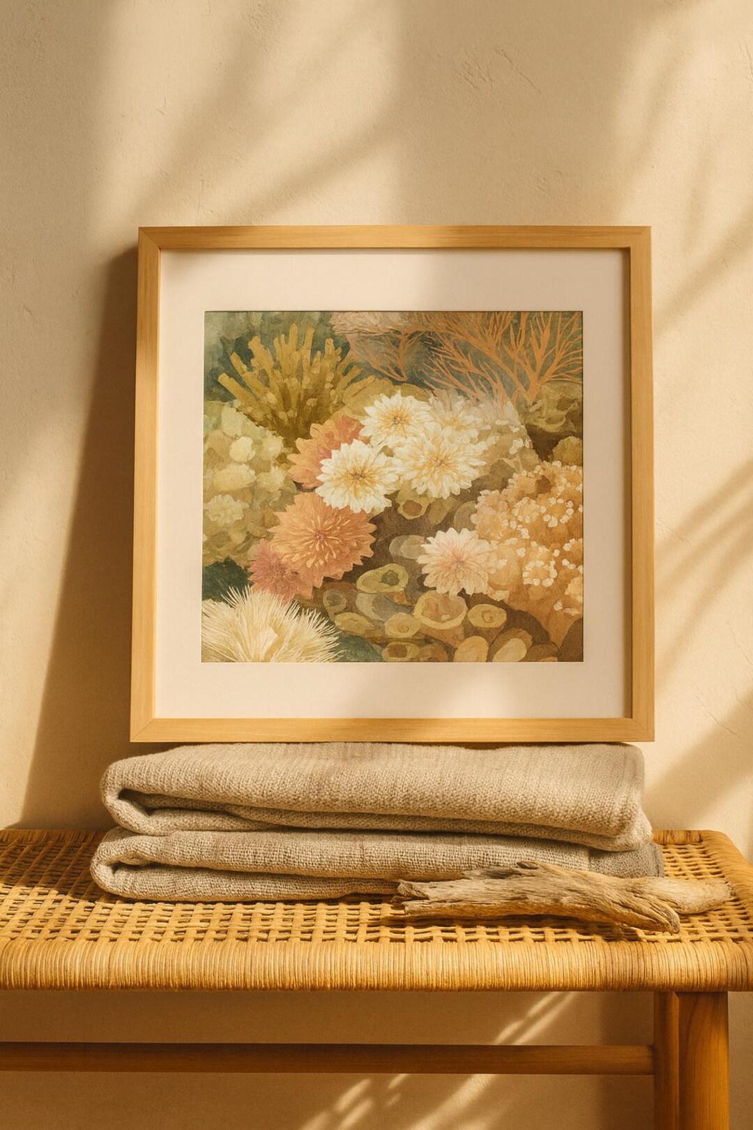 Watercolor Coral Reef Art Print – Neutral Coastal Home Decor (digital ...