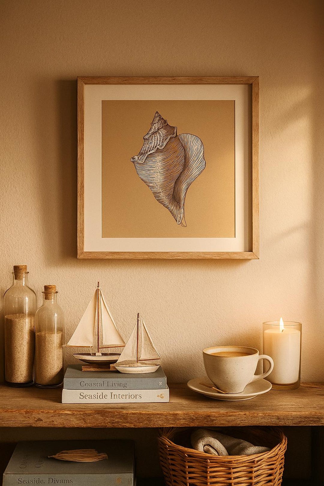 Minimalist Conch Shell Line Art Print – Coastal Seashell Illustration ...