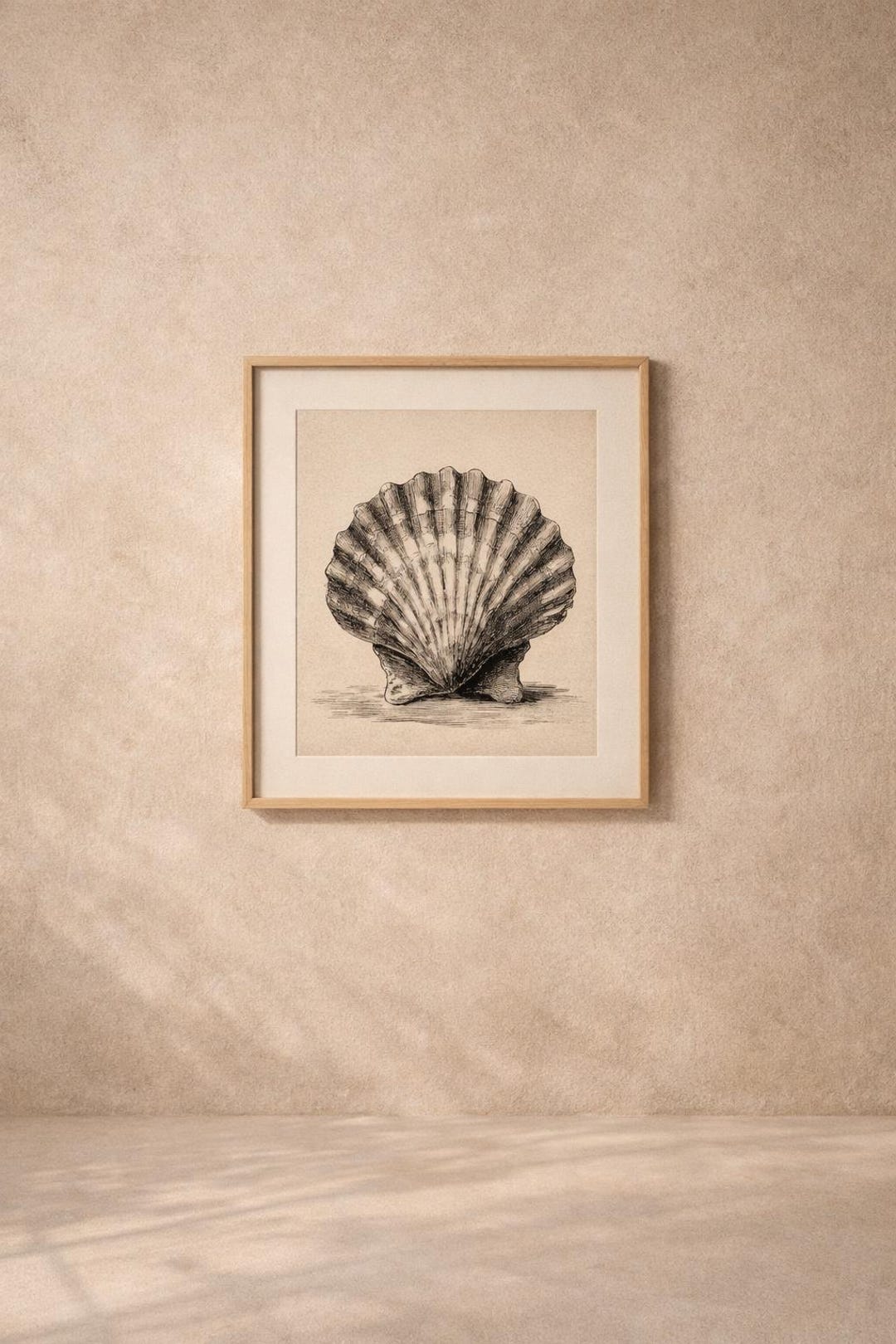 Vintage Scallop Shell Illustration Printable | Coastal Shell Wall Art ...
