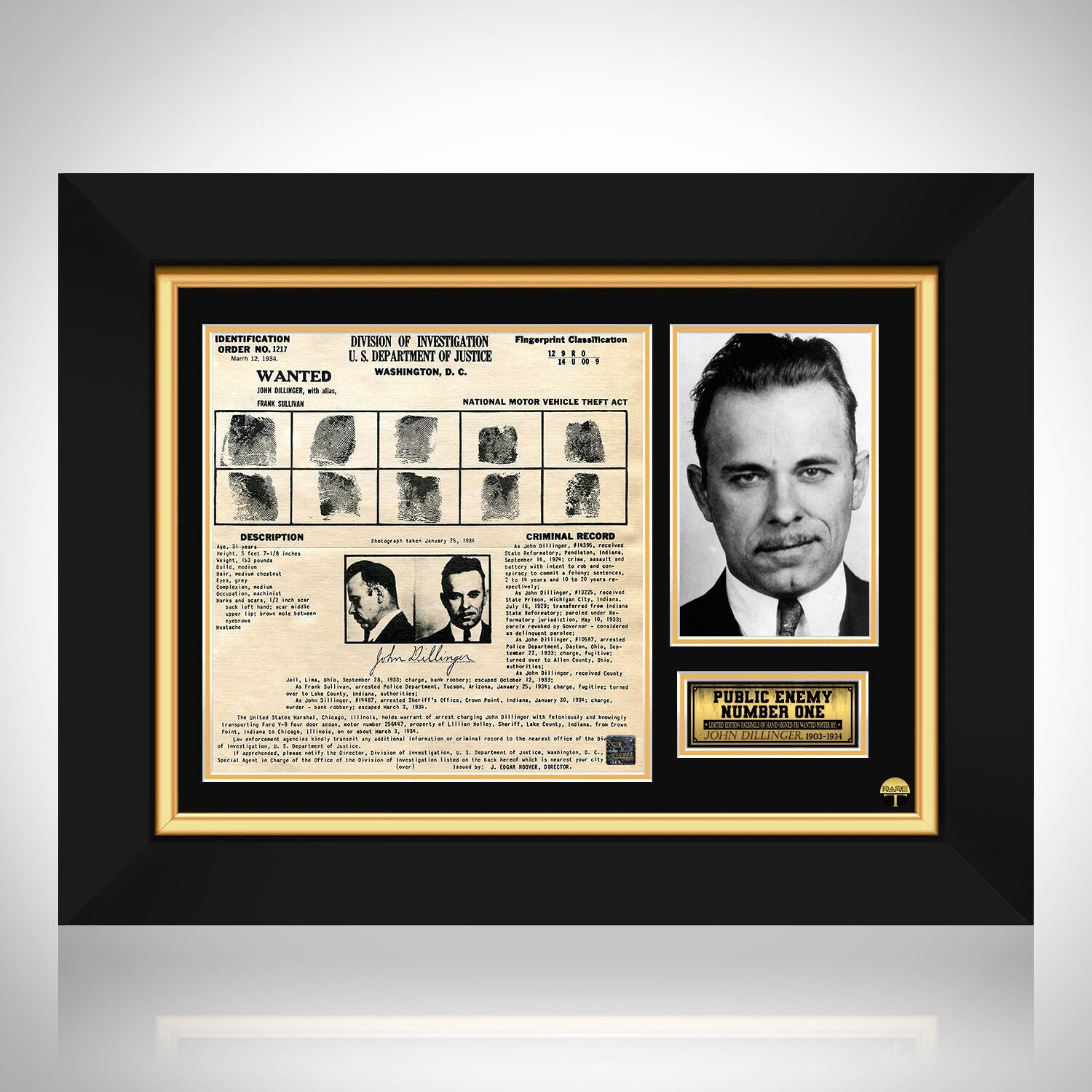 John Dillinger Wanted Poster Limited Signature Edition Mini - Etsy Canada