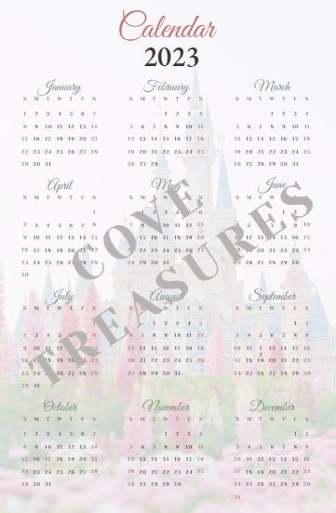 2023 & 2024 Digital Printable Annual Calendars Two Beautiful Designs ...
