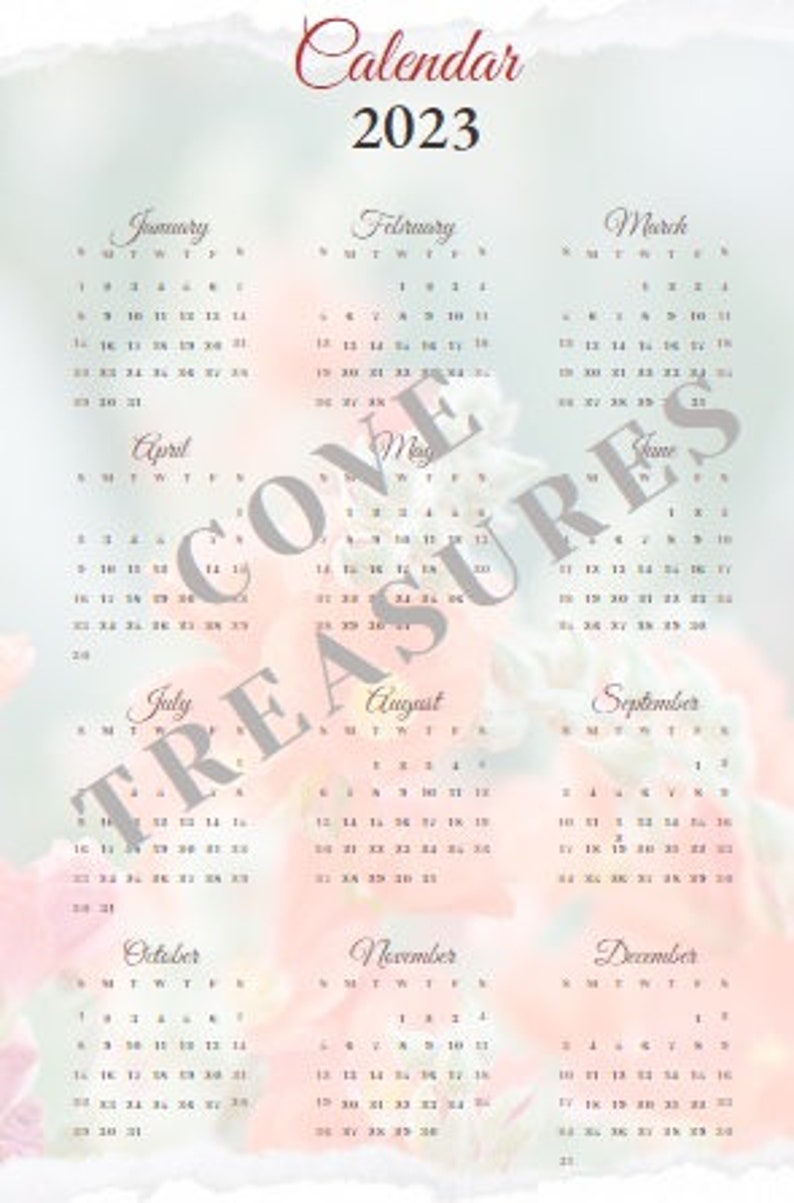2023 & 2024 Digital Printable Annual Calendars Two Beautiful Designs ...