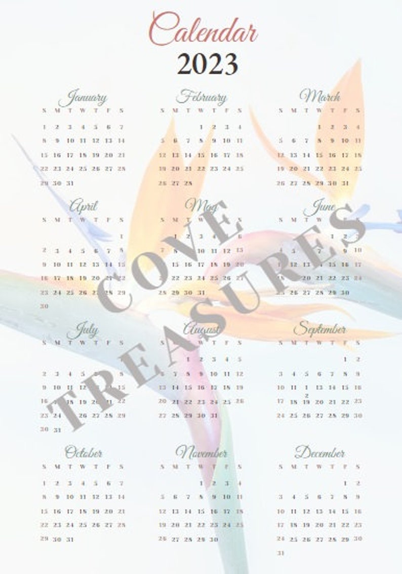 2023 & 2024 Digital Printable Annual Calendars Two Beautiful Designs ...