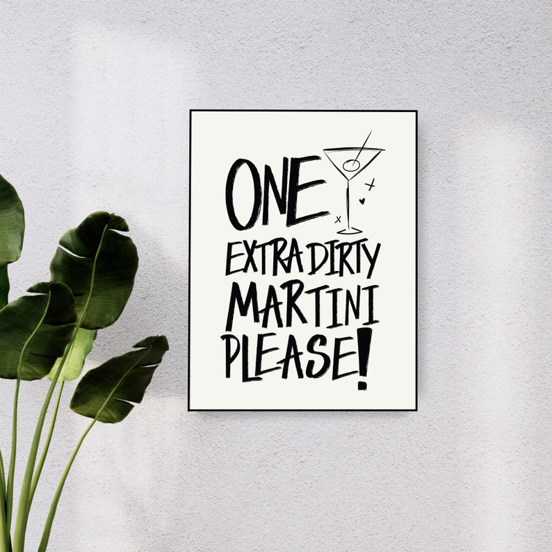 Martini Please Digital Download | Dirty Martini | Printable | Bar Cart ...