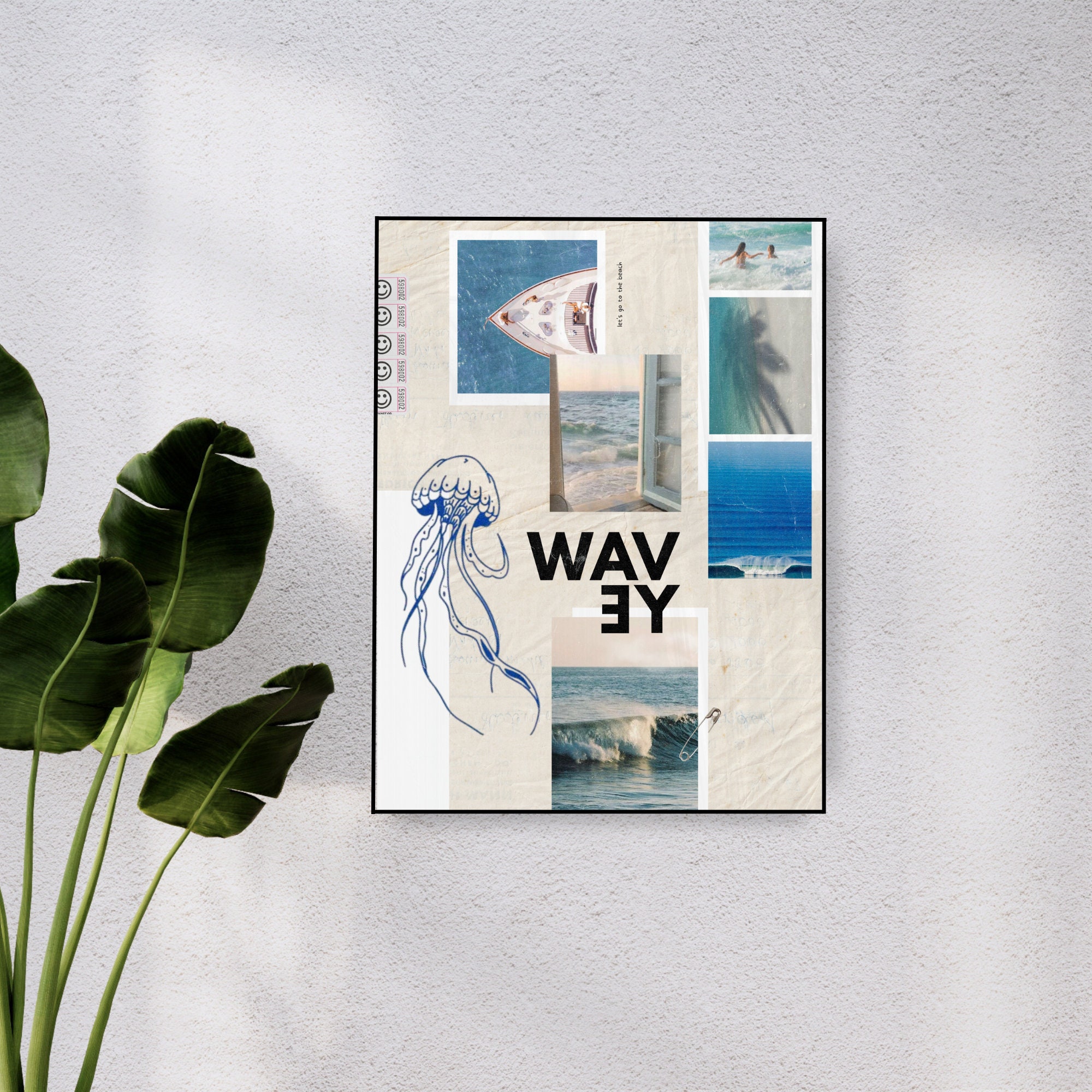 Wavey Digital Download Printable Poster Cute Beach Aesthetic Room Decor ...