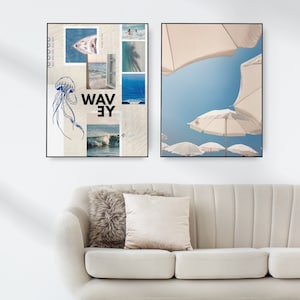 Wavey Digital Download | Printable Poster | Cute Beach Aesthetic | Room ...