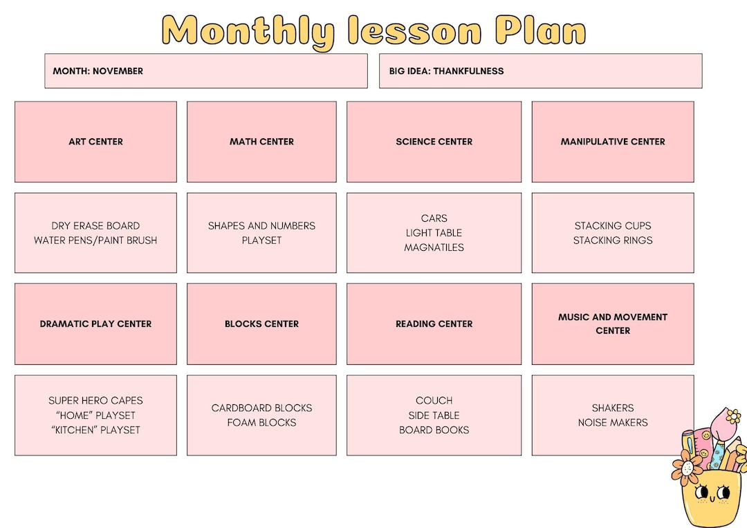 Pink Monthly & Weekly Toddler Lesson Plans | Daycare Curriculum ...