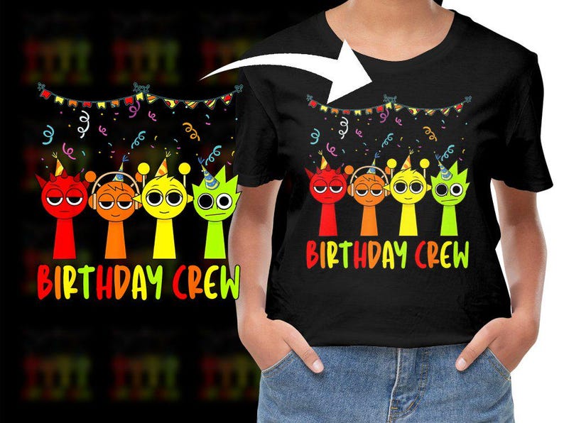 Sprunki Birthday Crew PNG - Party Decorations for Boys, T-shirt Design ...