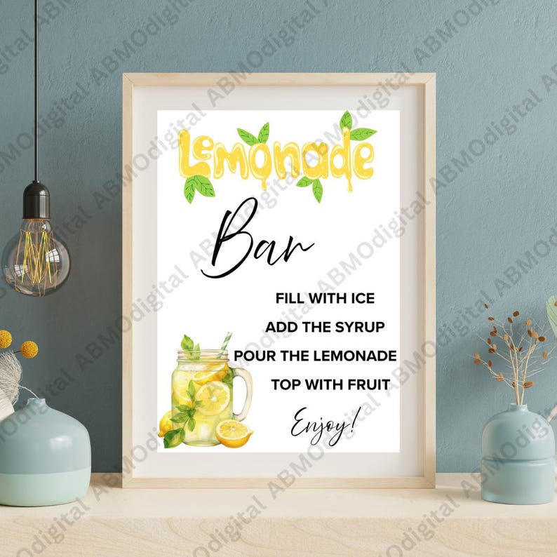 Lemonade Bar Sign PNG - Signature Drink Station Sign PDF, Wedding ...