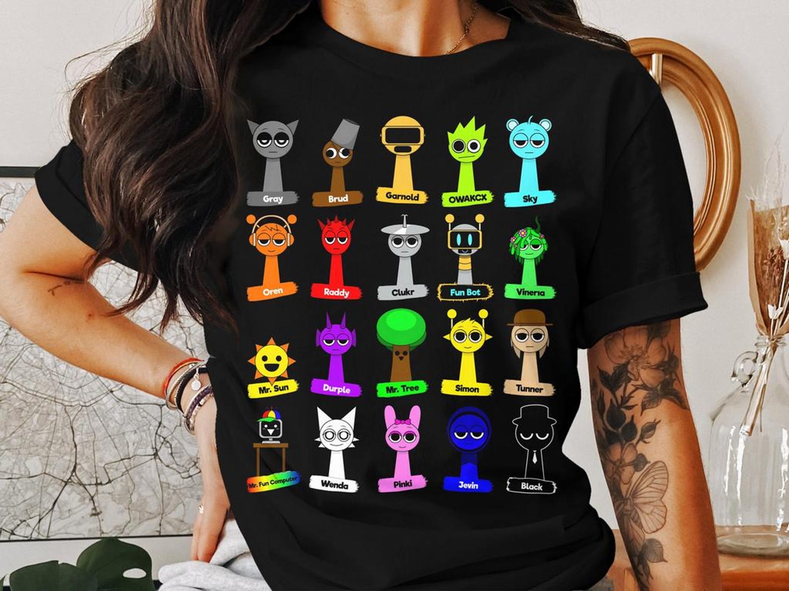 All Sprunki Toys With Names PNG, Boys & Girls Sprunki Game Shirt Design ...