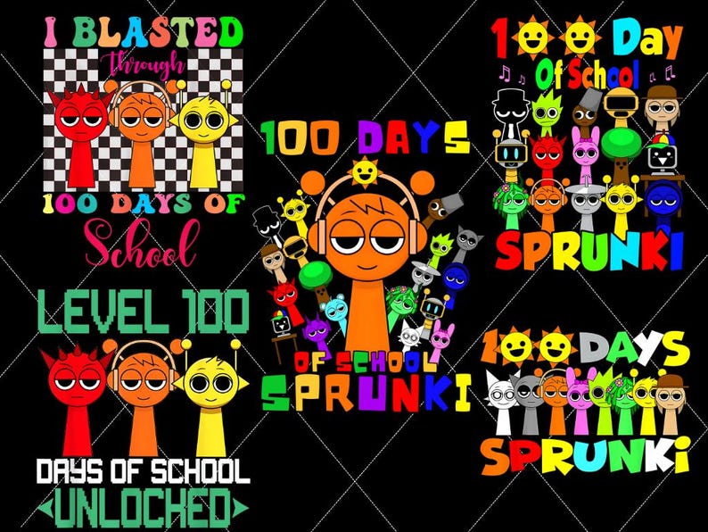 Sprunki 100 Days of School 2025 5 File PNG Download - Fun Toys Theme ...