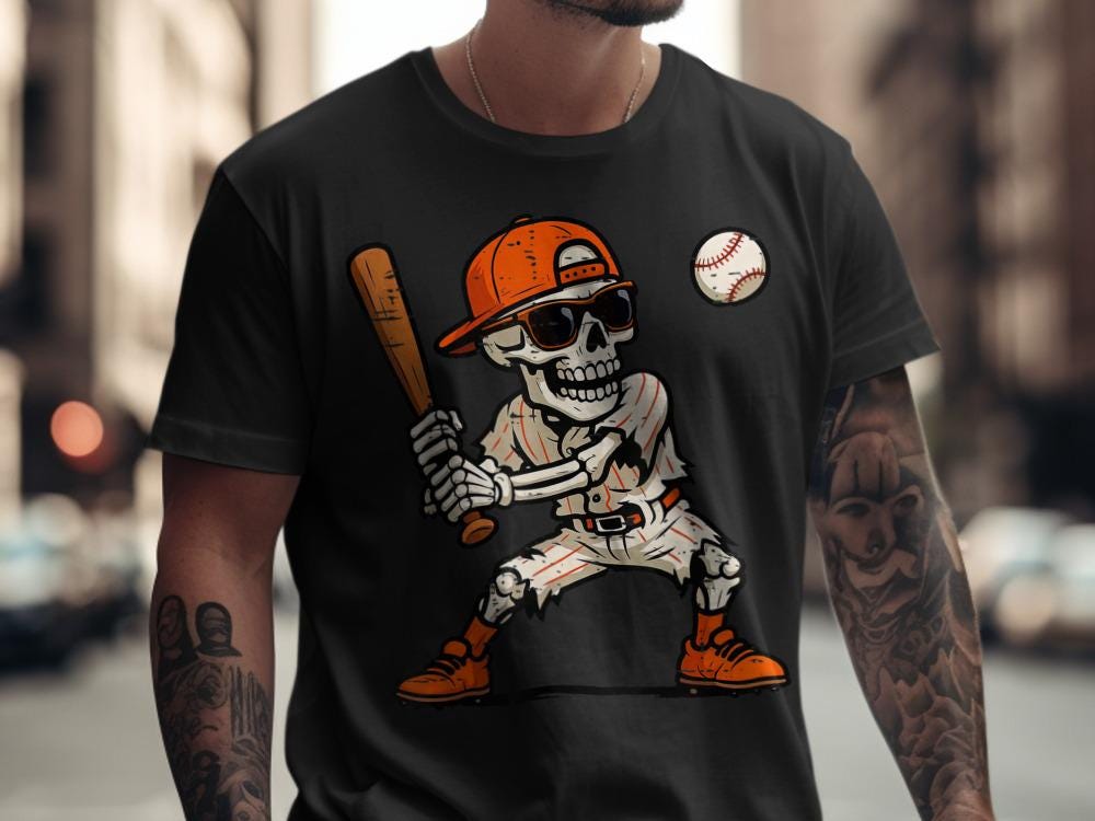 Funny Skeleton Playing Baseball Halloween PNG – Spooky Sports Shirt ...