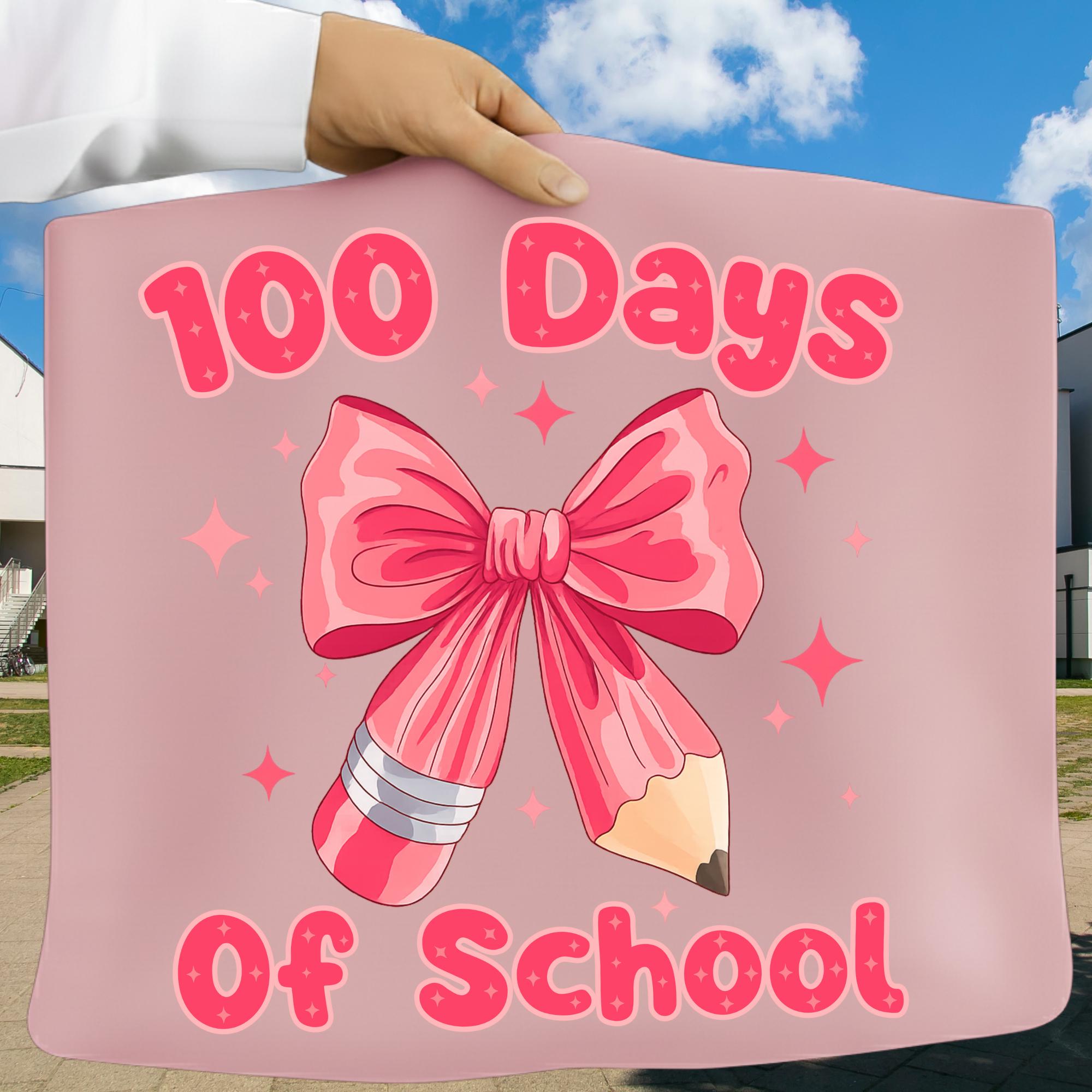 100 Days of School Coquette Bow Pencil PNG, Teacher 100 Days ...