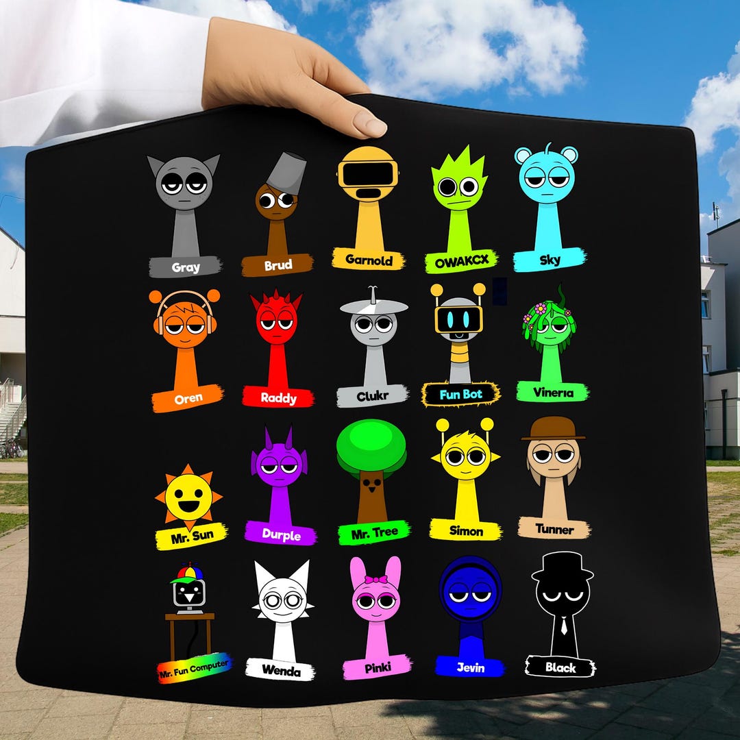 All Sprunki Toys With Names PNG, Boys & Girls Sprunki Game Shirt Design ...