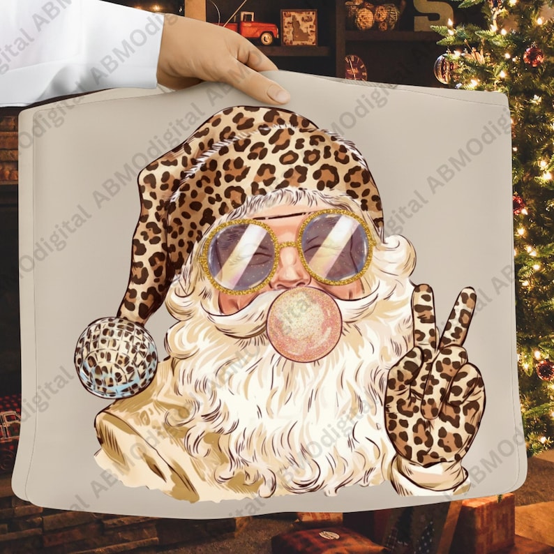 Leopard Print Santa Clause PNG, Trendy Christmas Sublimation, Santa ...