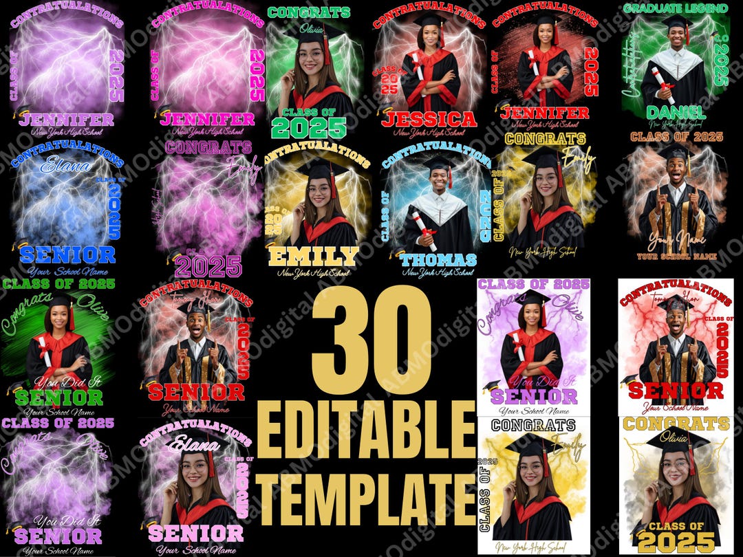 Senior Graduation Canva Template Bundle, Congratulations Template ...