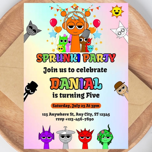 Sprunki Birthday Party Invitation - Etsy