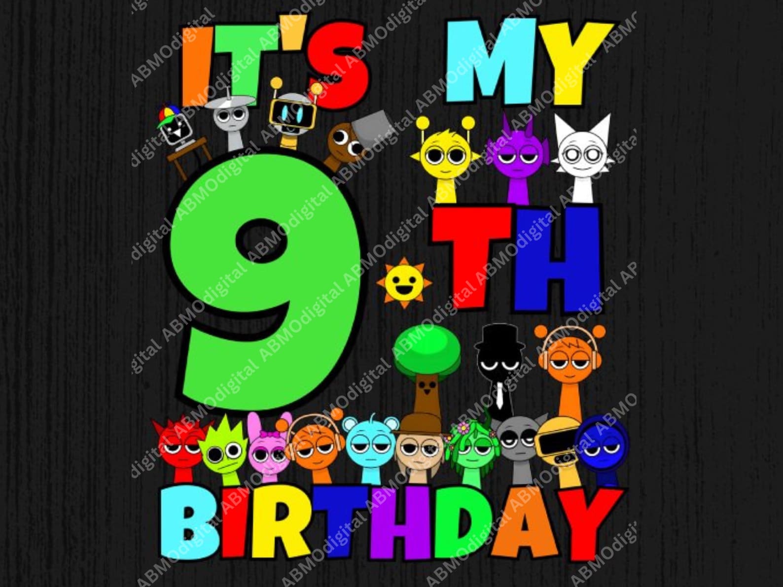 Custom Sprunki Birthday, Personalized Age Sprunki Birthday for Kids PNG ...