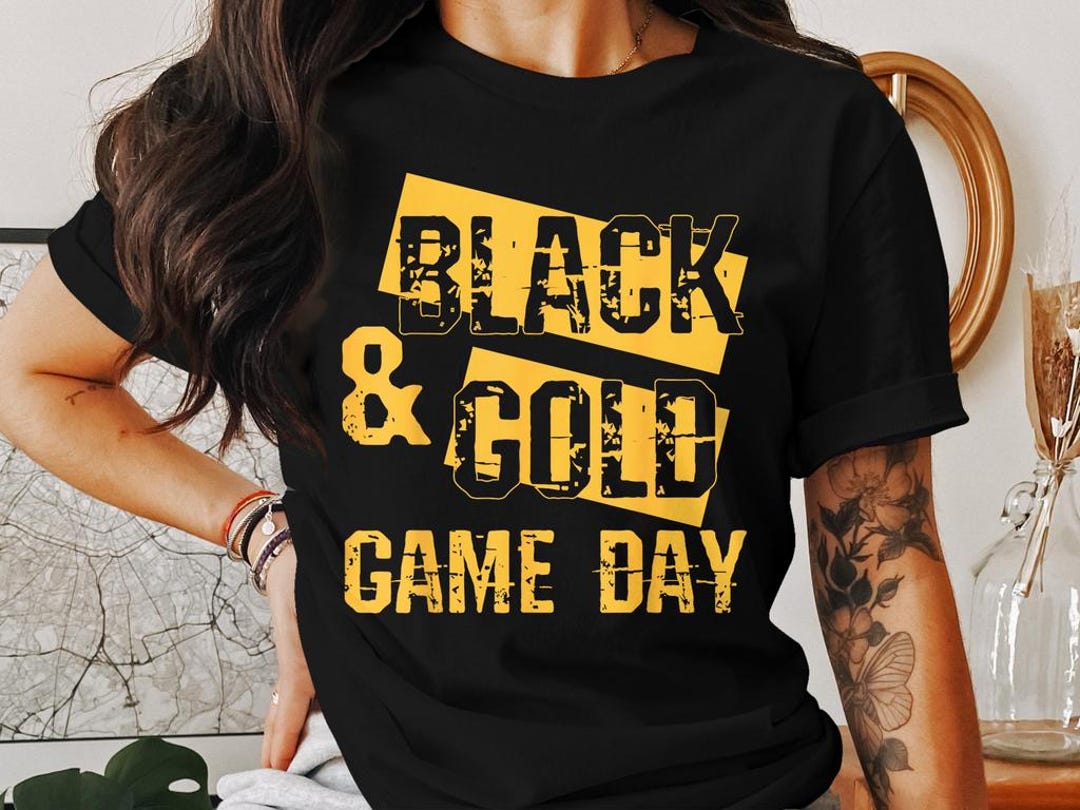 Black and Gold Game Day Group Shirt PNG - High School Football ...