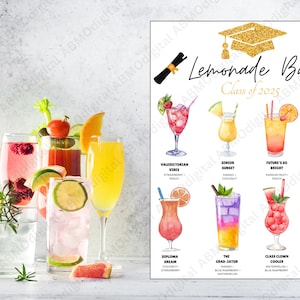 Graduation Party Lemonade Bar Menu PNG, Printable Lemonade Bar Sign ...