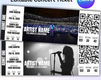 Editable Concert Ticket Canva, DIY Tickets Template, Printable Custom ...