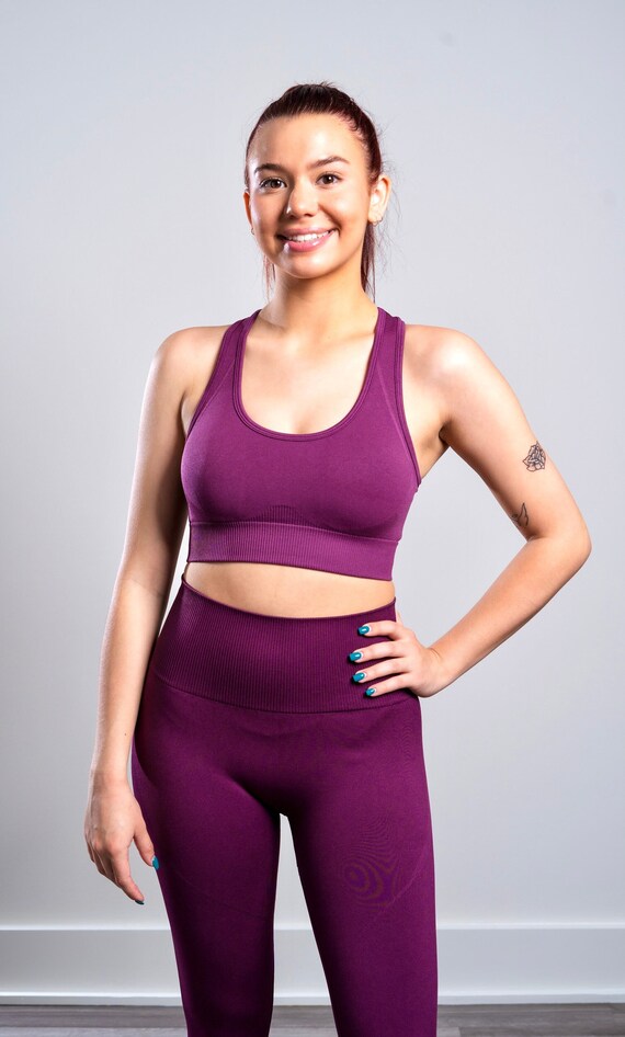 Mauve Seamless activewear set, sports bra and legging… - Gem