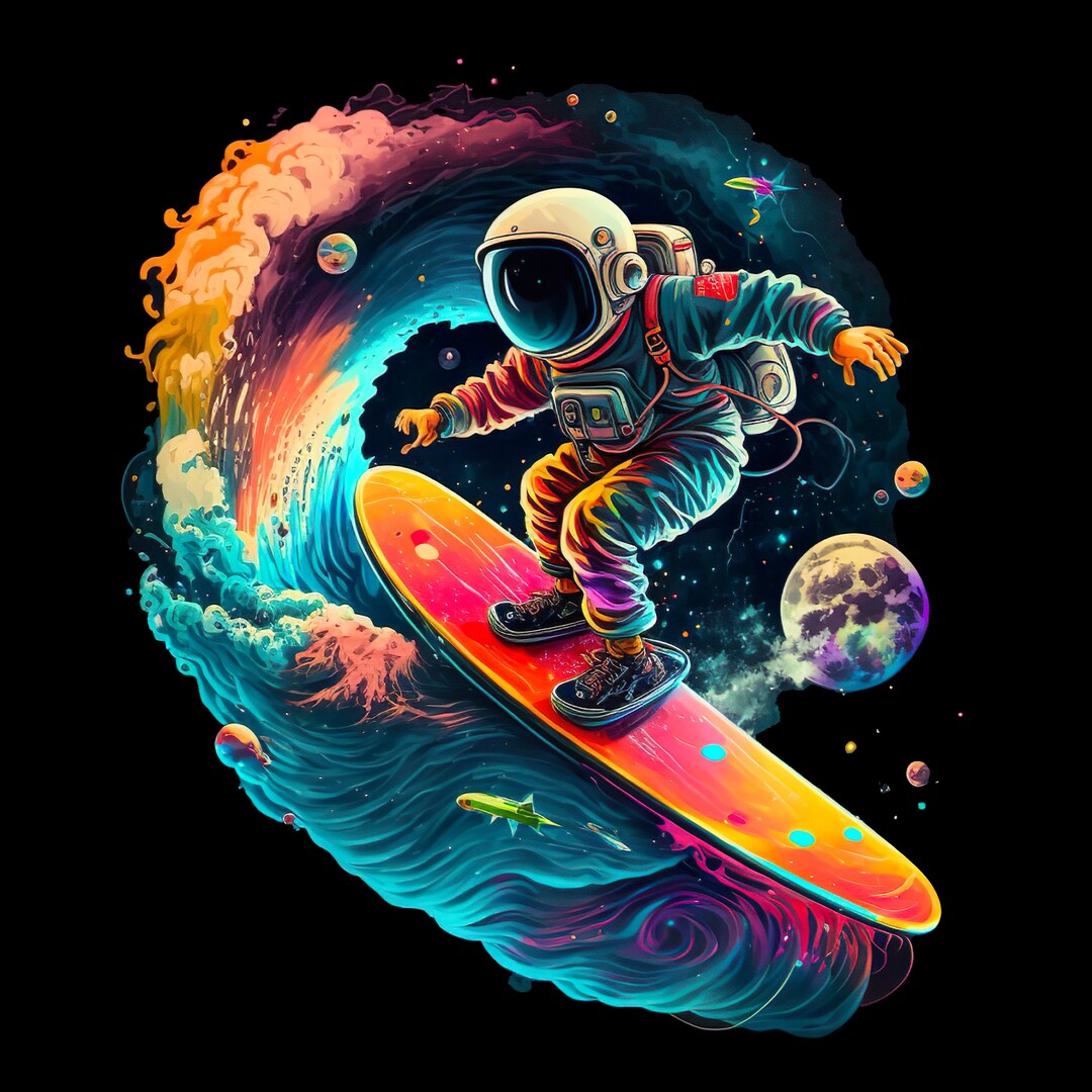 Space Surfing Sea Sky Planets Astronaut - Etsy