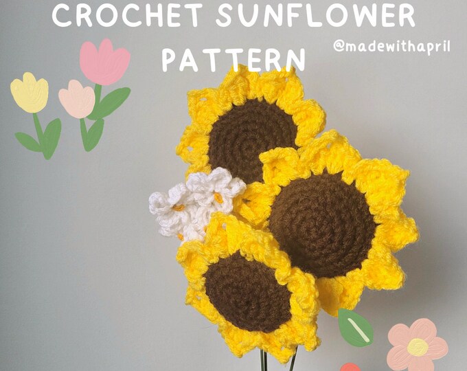 Sunflower Crochet Flower Pattern Instructions - Etsy