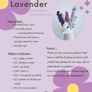 Lavender Crochet Pattern Instructions PDF - Etsy Canada