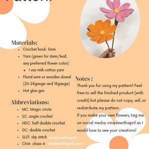 Cosmos Flower Crochet Pattern Instructions PDF / Cosmo Summer Flower ...
