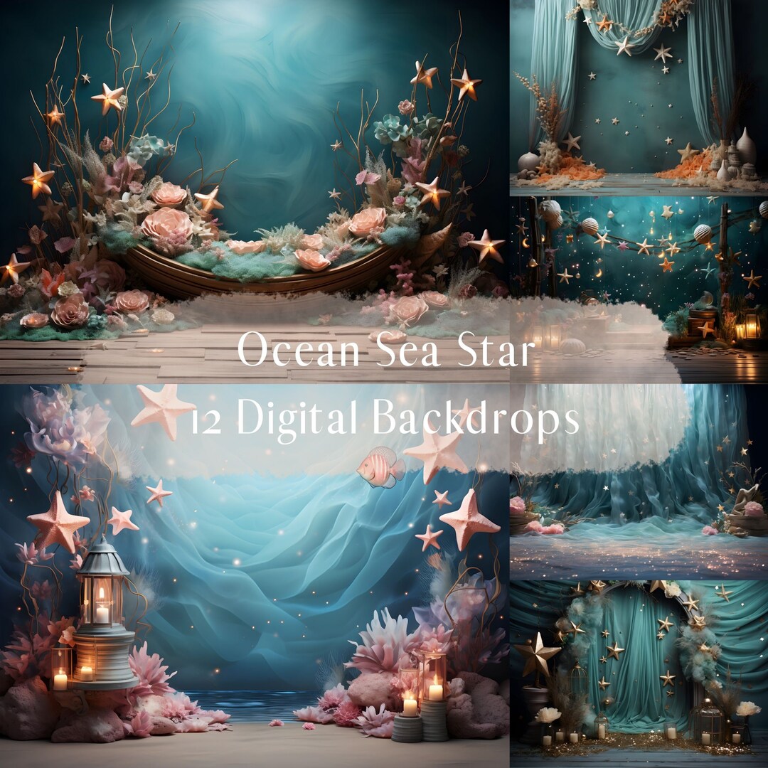 Ocean Sea Star Digital Backdrops, Child Photography Studio Backdrops ...